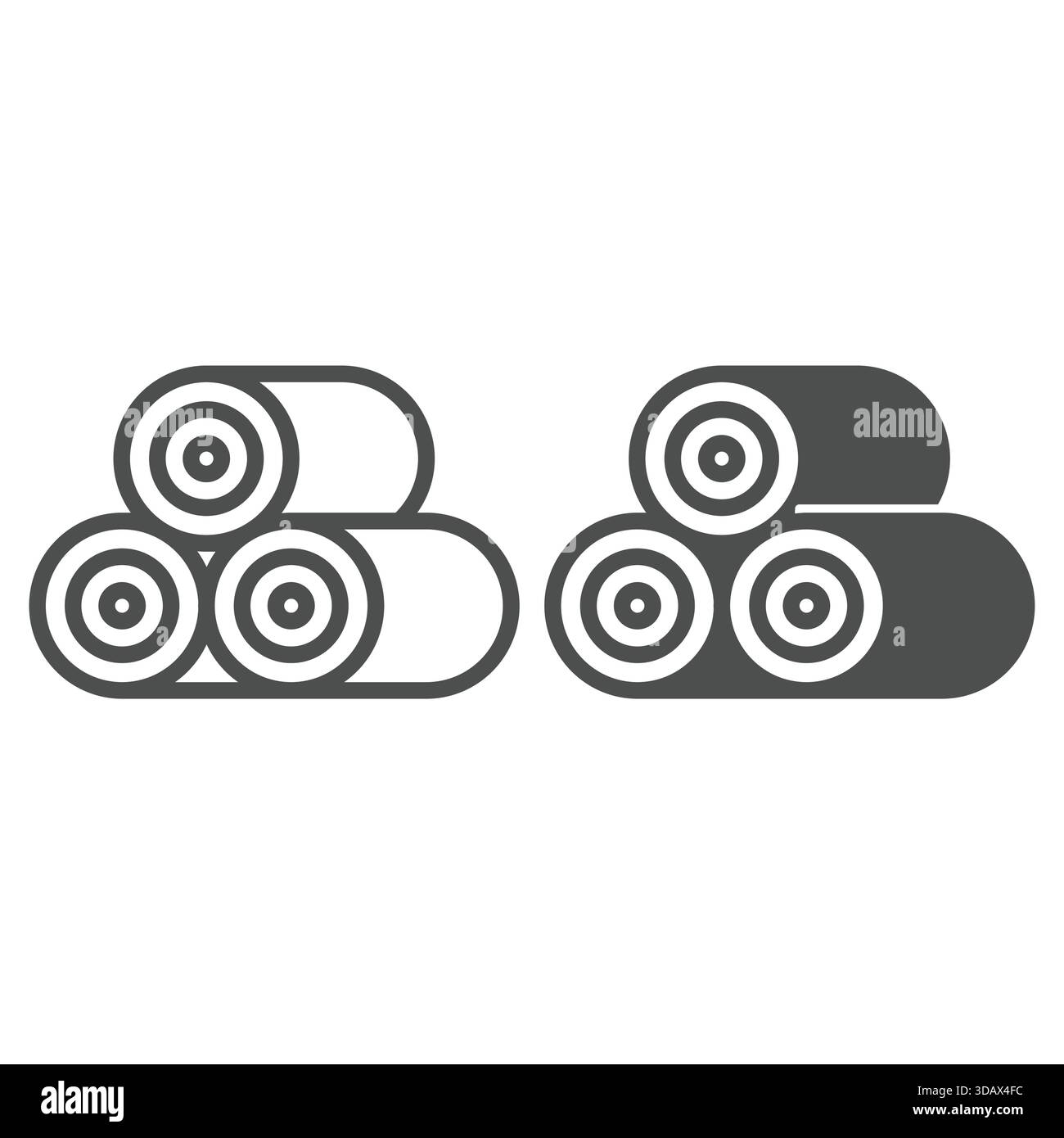 Rolls of hay line and solid icon, wheat production concept. Vector ...