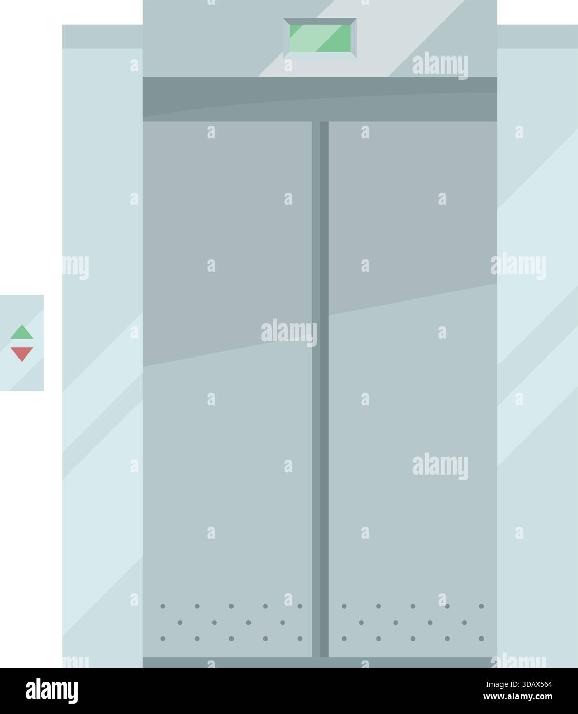 A silver elevator with a green light on the door Stock Vector Image ...