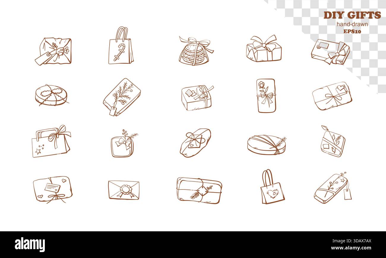 Hand-drawn doodle DIY gifts, presents Stock Vector Image & Art - Alamy