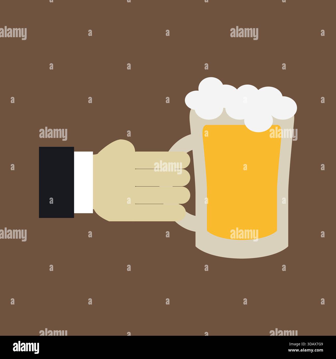 Beer in hand illustrated Stock Vector Images - Alamy