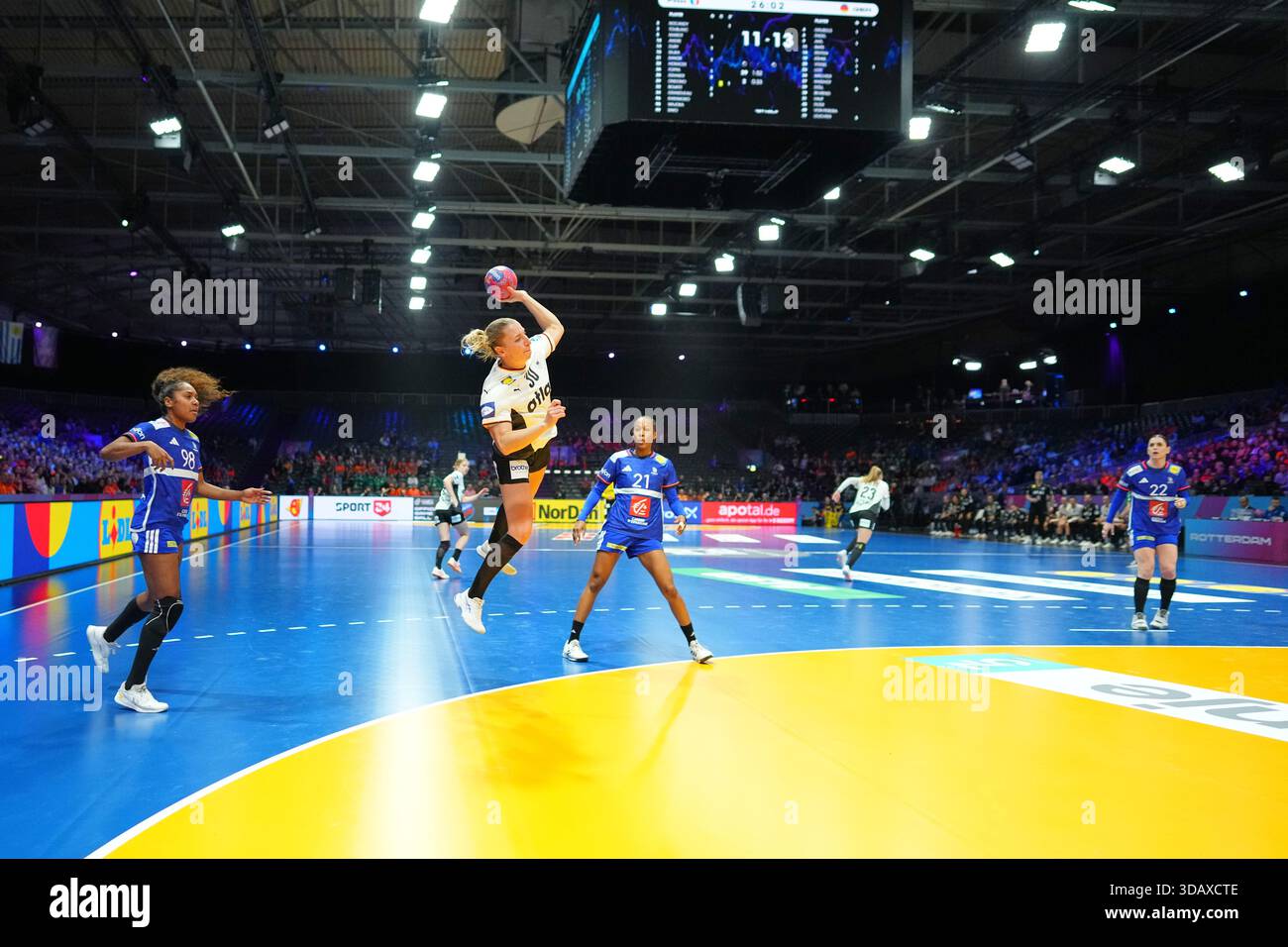 Jenny Behrend of Germany tries to score during the women's handball ...