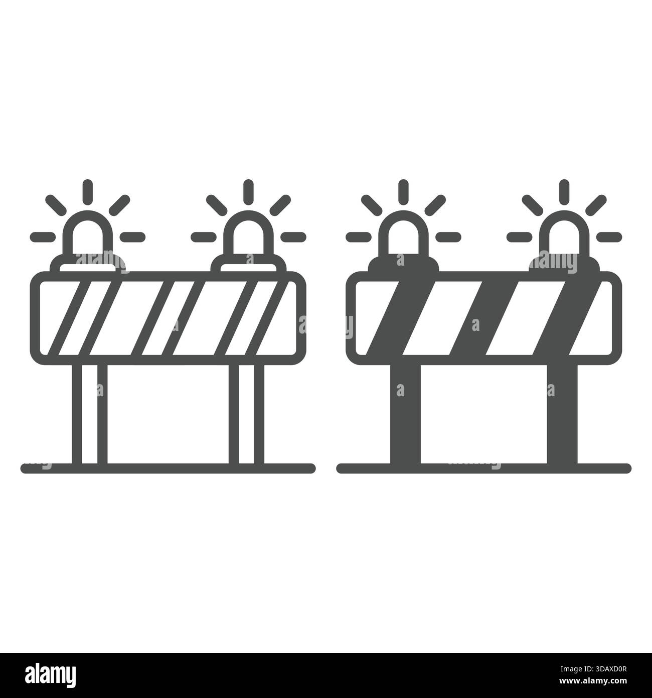 Emergency stop barrier line and solid icon, traffic control concept ...