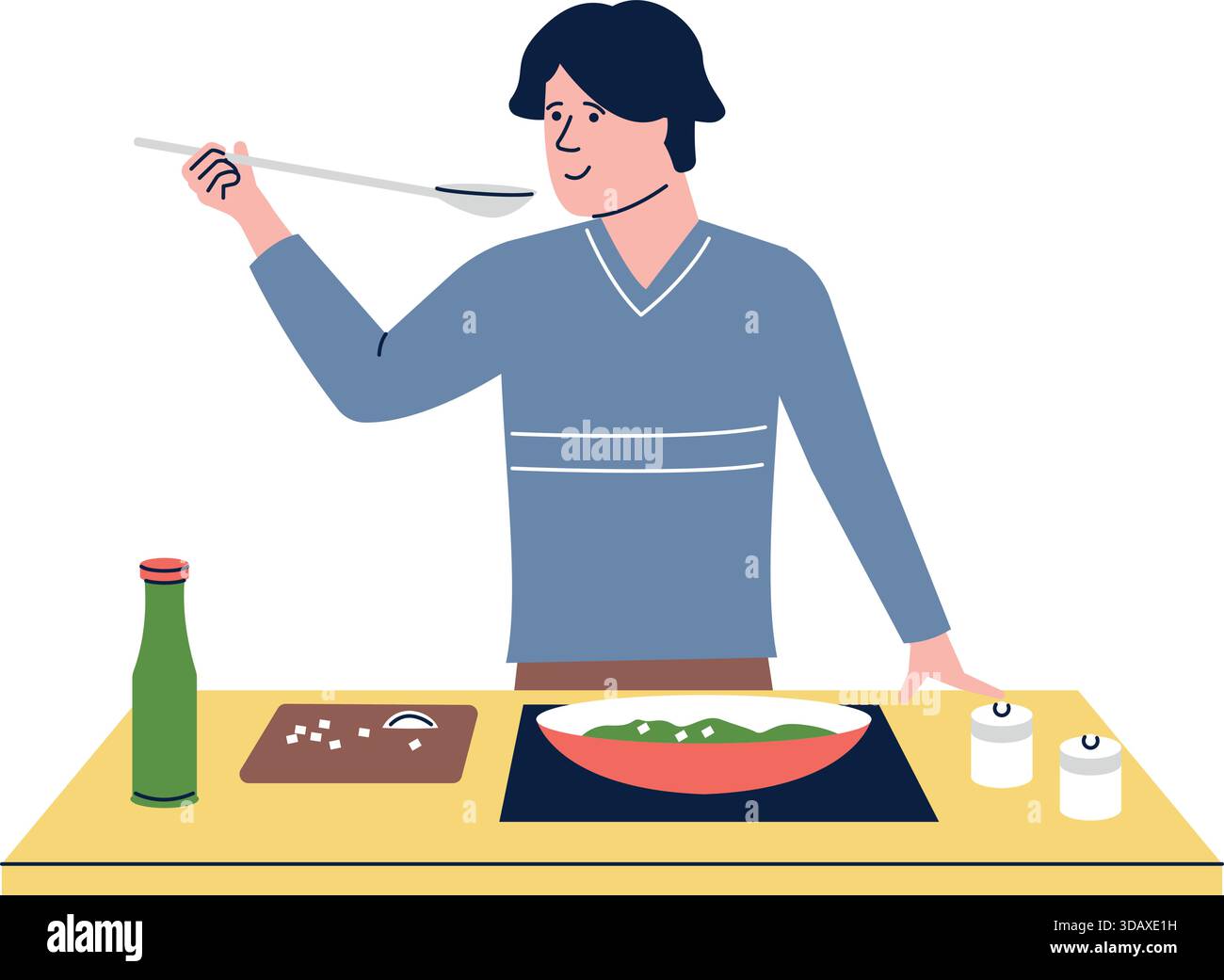 Man cooking food on table Stock Vector Images - Alamy
