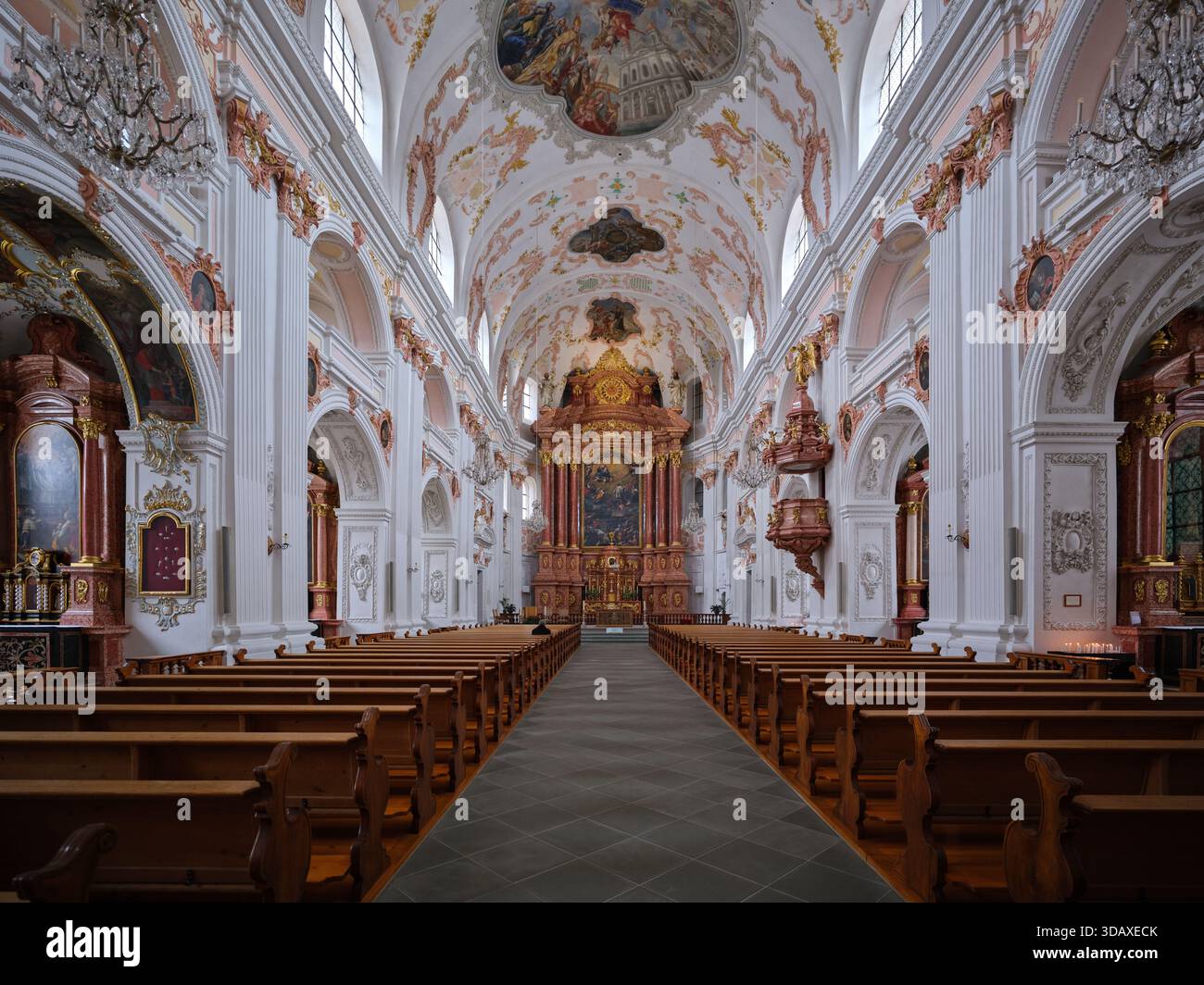 Interior of the jesuit church in lucerne: a masterpiece of baroque and ...