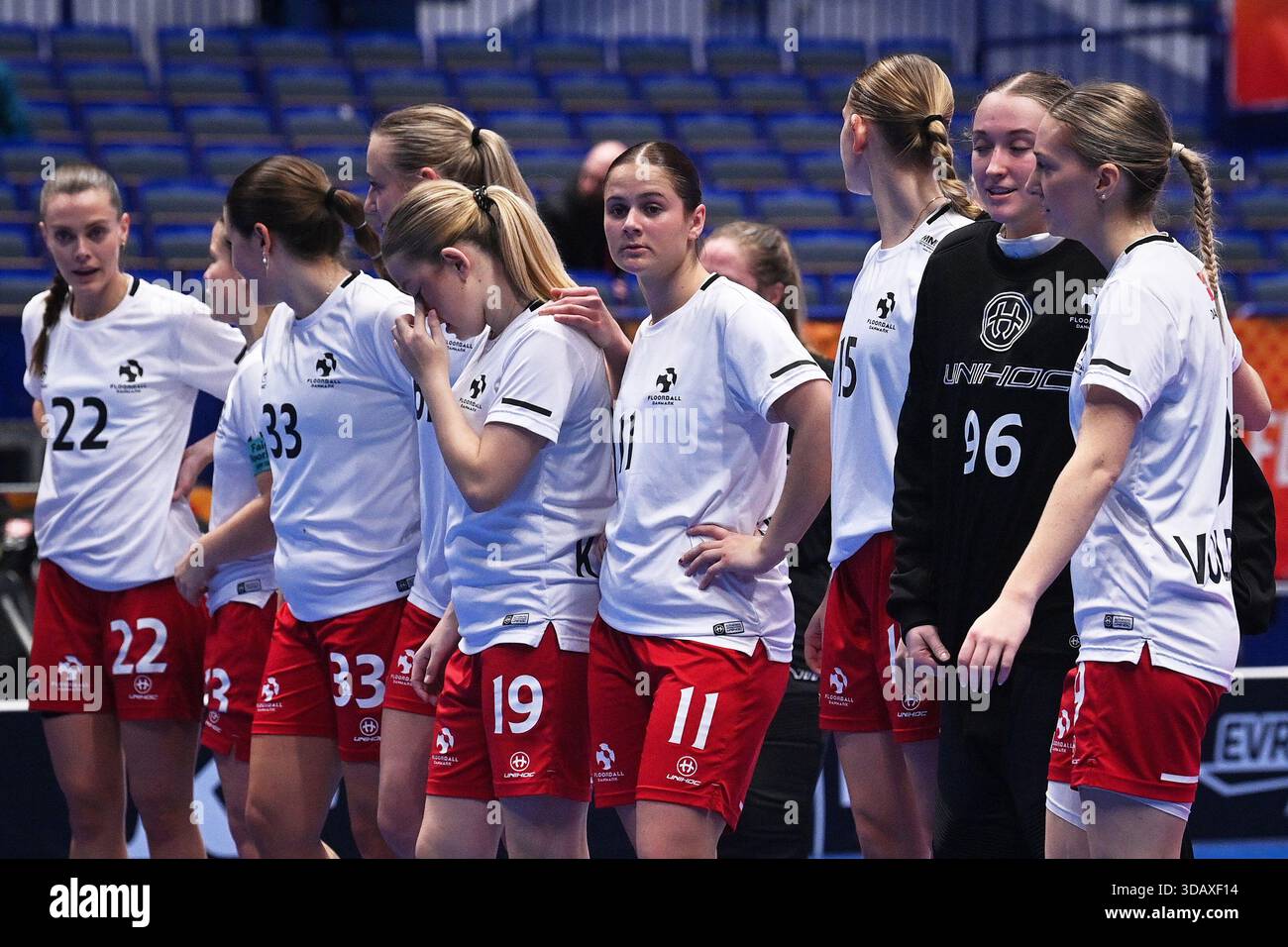 Defeated Denmark's players after the Women's World Floorball ...