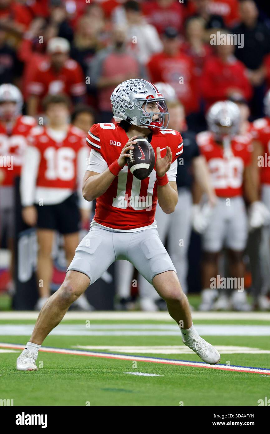 INDIANAPOLIS, IN - DECEMBER 06: Julian Sayin #10 of the Ohio State ...
