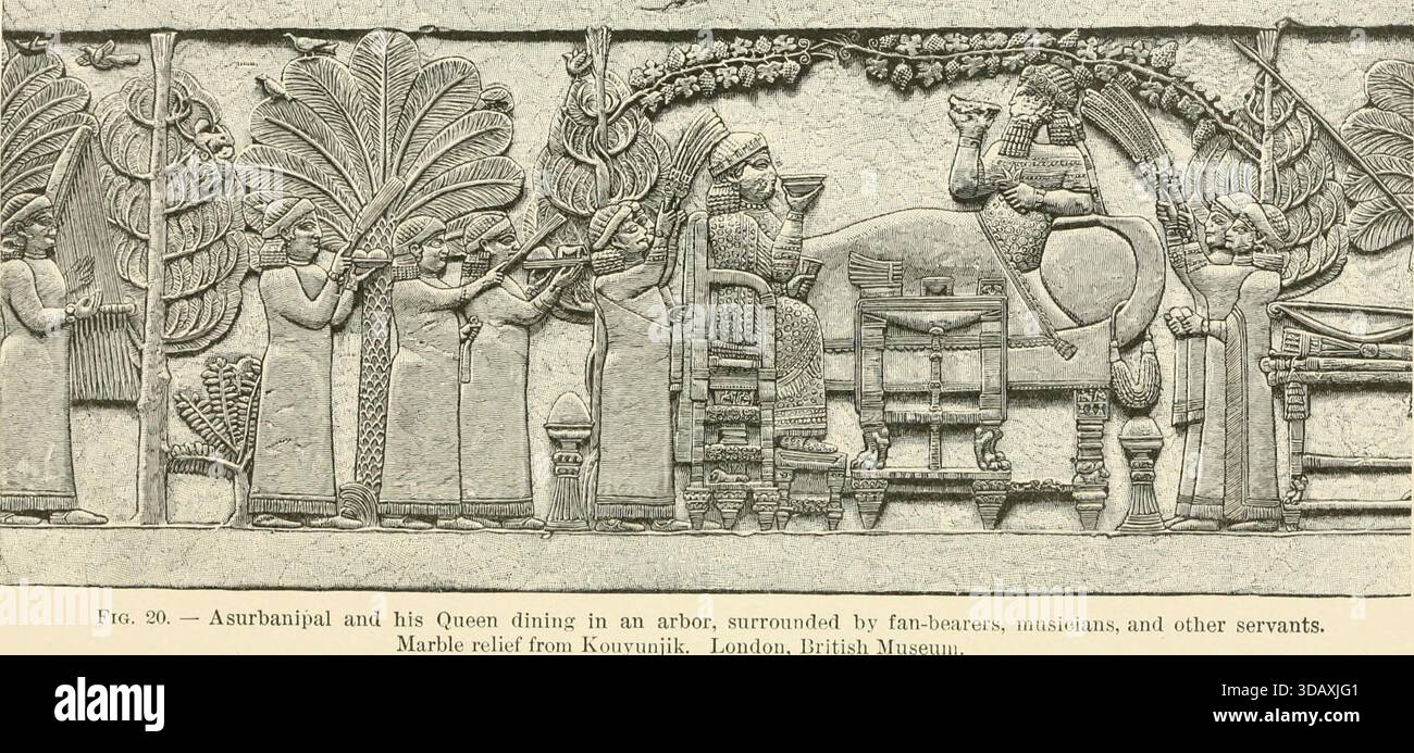 Assyrian Relief of the Banquet of Ashurbanipal From Nineveh N Palace ...