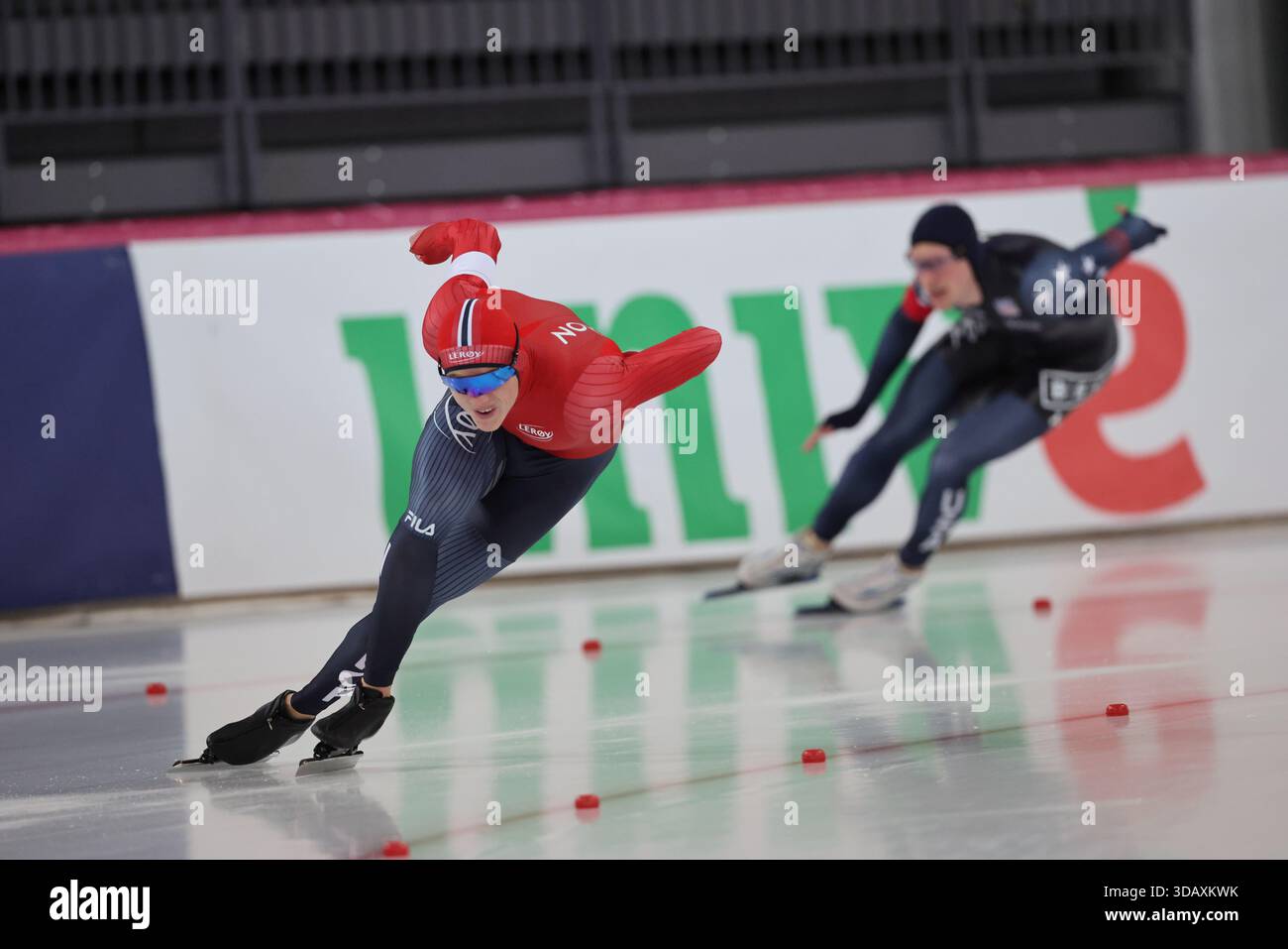 Hamar 20251212. Bjørn Magnussen under 500 meters in the world cup on ...