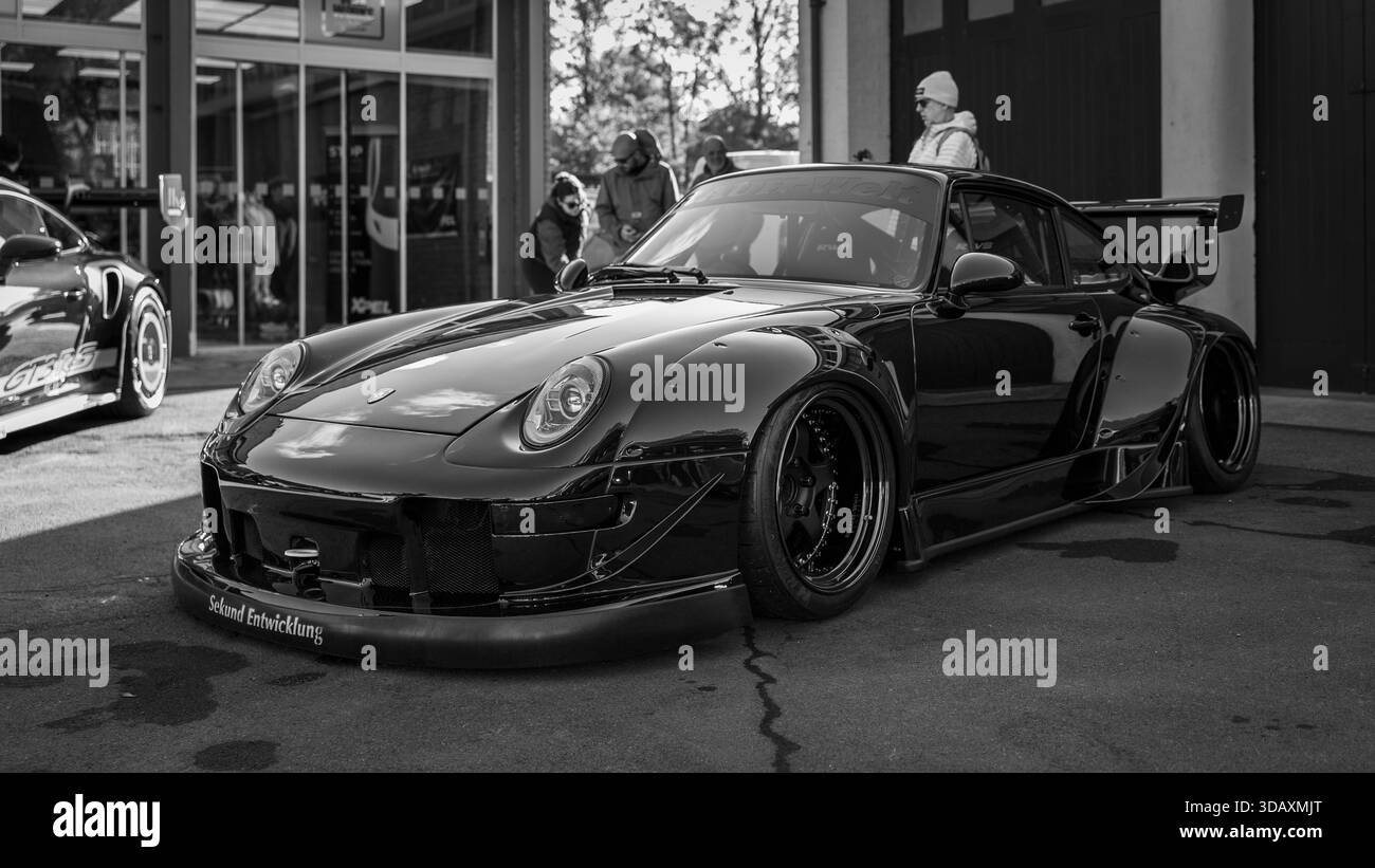Porsche 993 RWB (Rauh-Welt Begriff) on display at the Bicester Motion ...