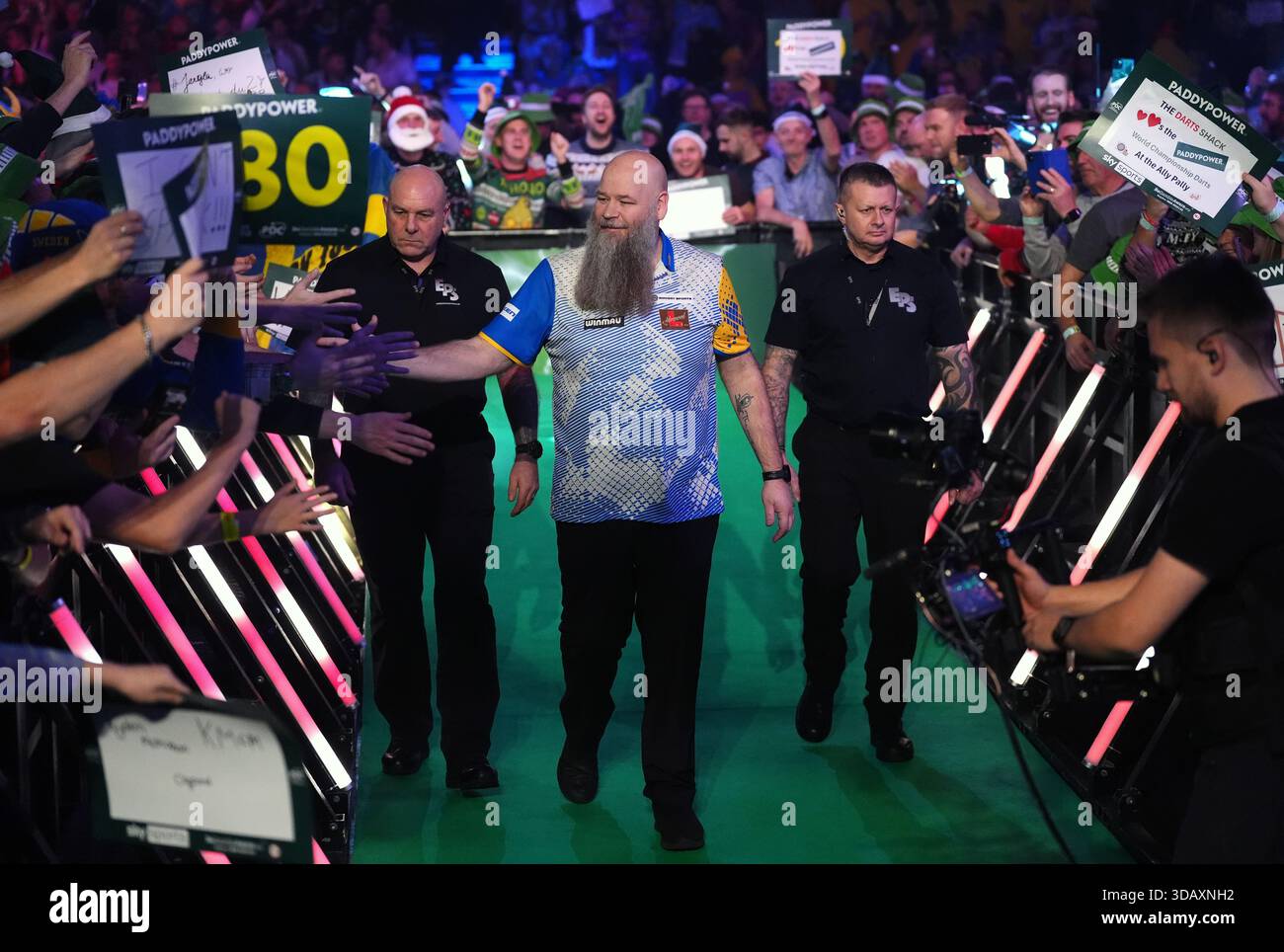 Andreas Harrysson walks to the oche on day two of the Paddy Power World ...