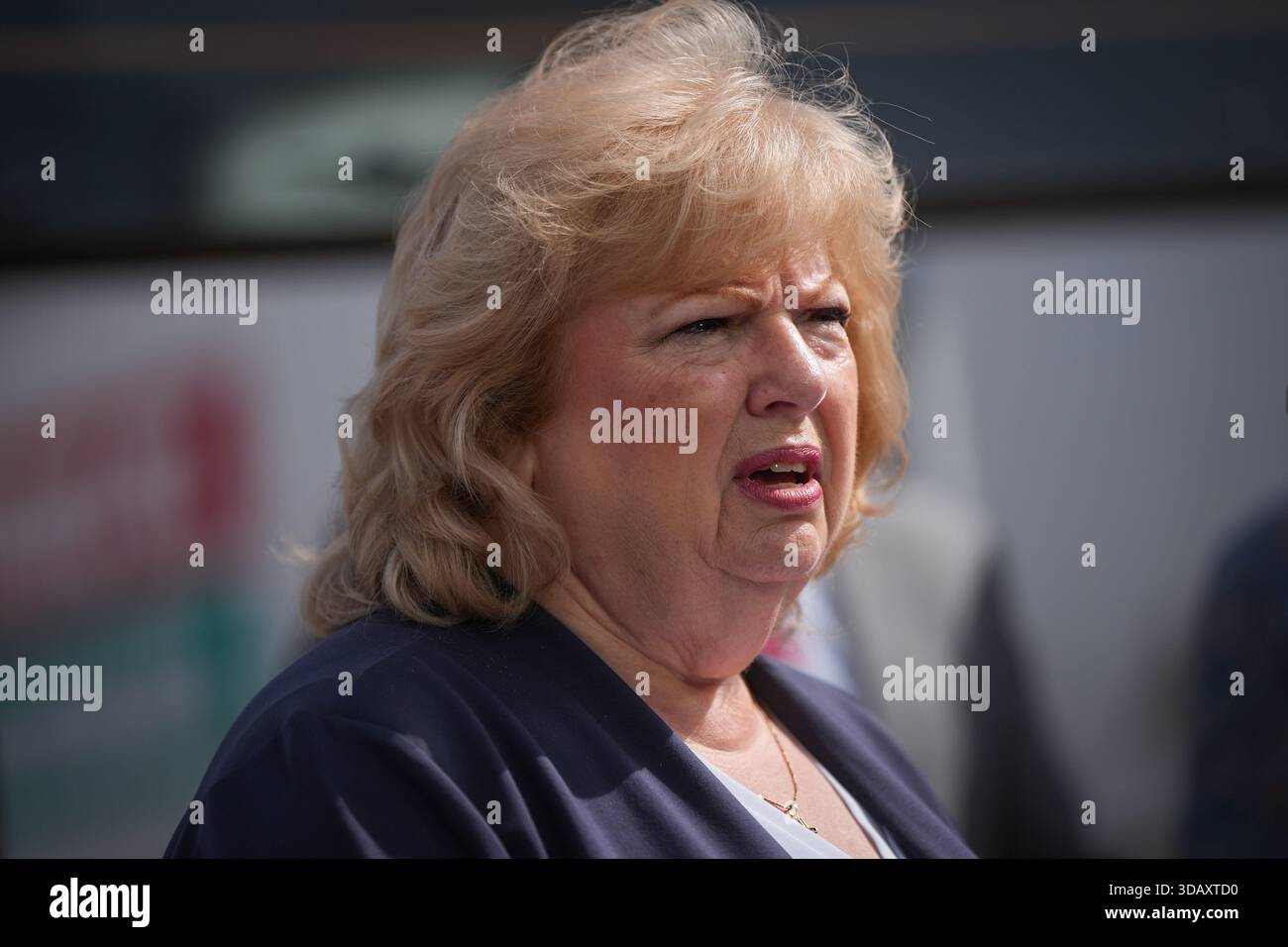Surrey Mayor Brenda Locke speaks in Delta, B.C., on Wednesday, July 2 ...