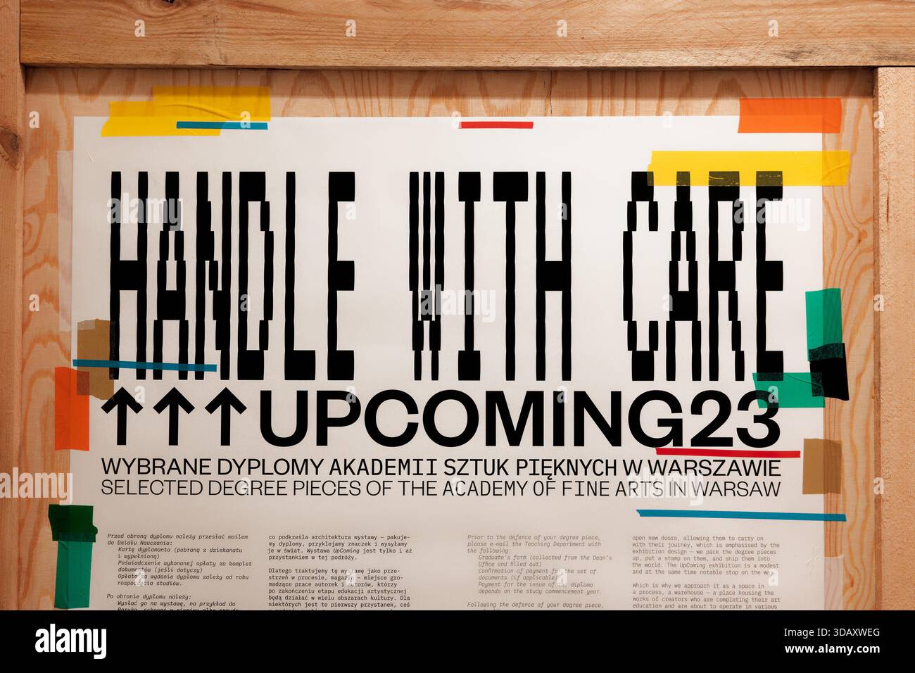 Entrance poster for “Handle with Care. Upcoming 23” showing dates and ...