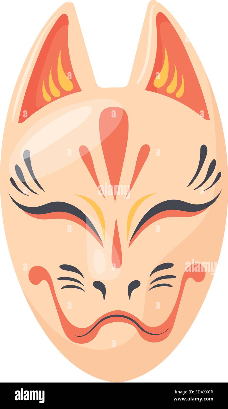 Kabuki theater mask cartoon icon. Japanese culture symbol isolated on ...