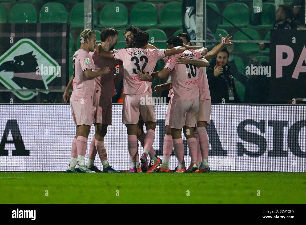 Palermo F.C. teams hugs Jeremy Le Douaron (Palermo F.C.) after scores a ...