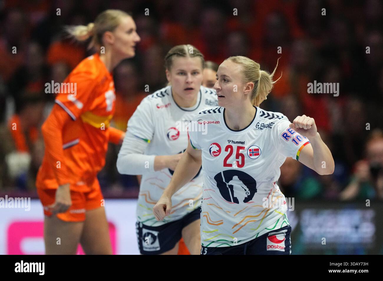 Henny Ella Reistad of Norway, right, reacts during the women's handball ...
