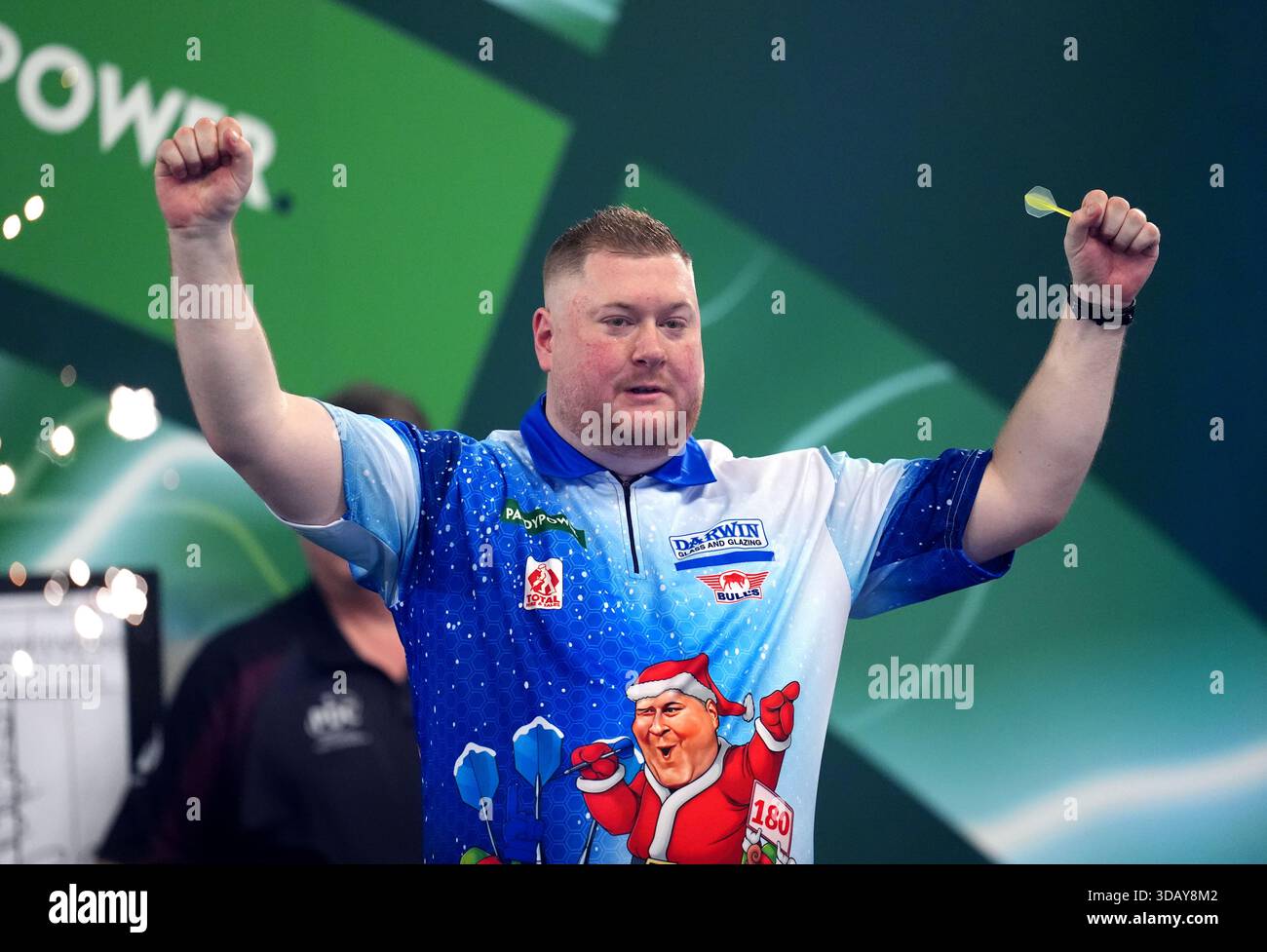Ricky Evans celebrates victory against Man Lok Leung (not pictured) on ...
