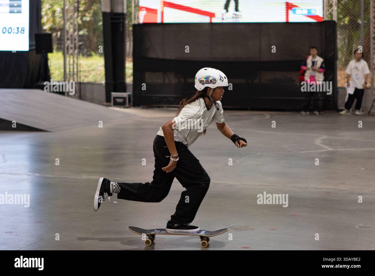 Zeefara Mahika Darmawan of Indonesia competes during Extreme-Skateboard ...