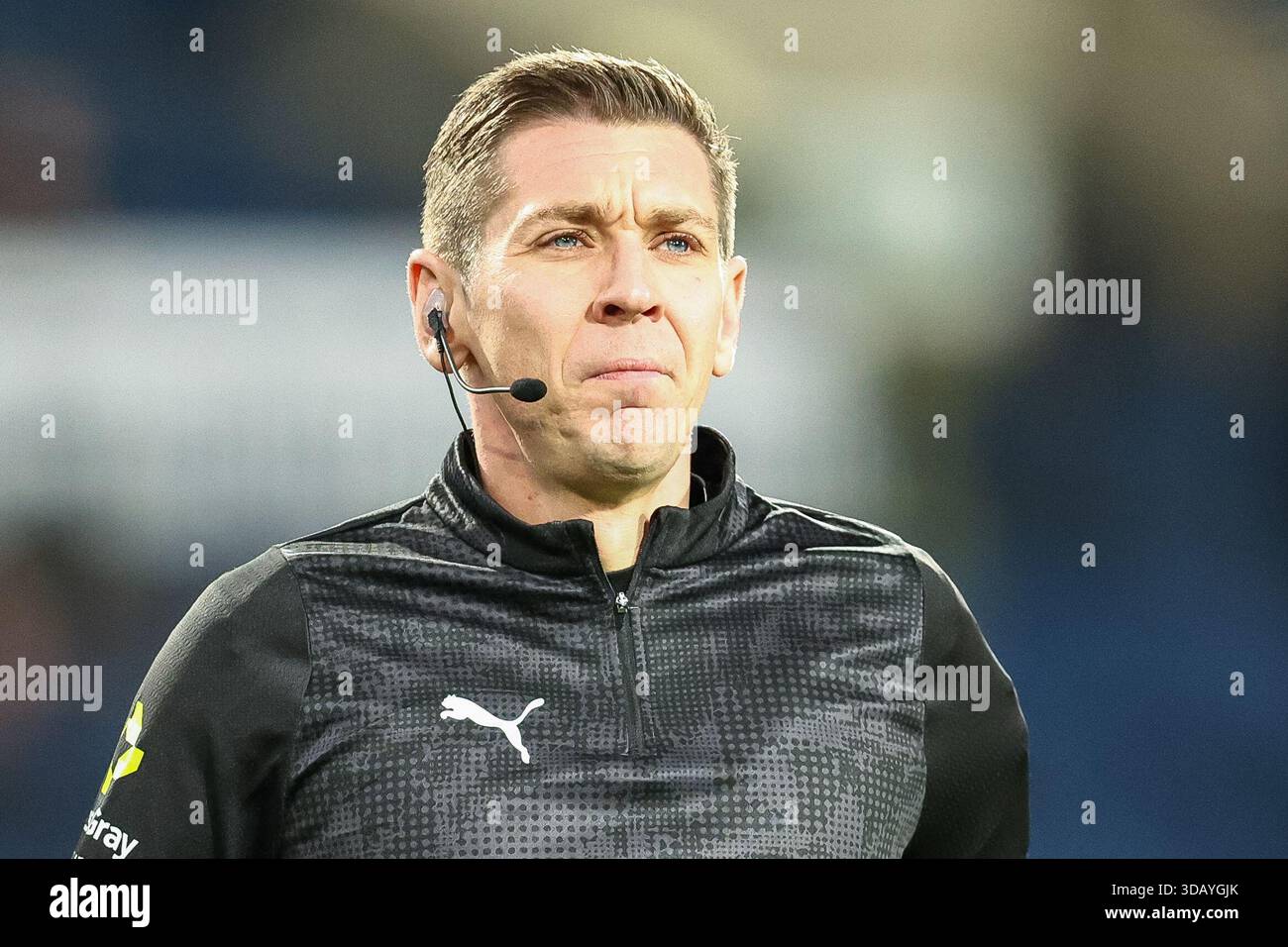 Referee, Matthew Donohue at warm up during the Sky Bet Championship ...