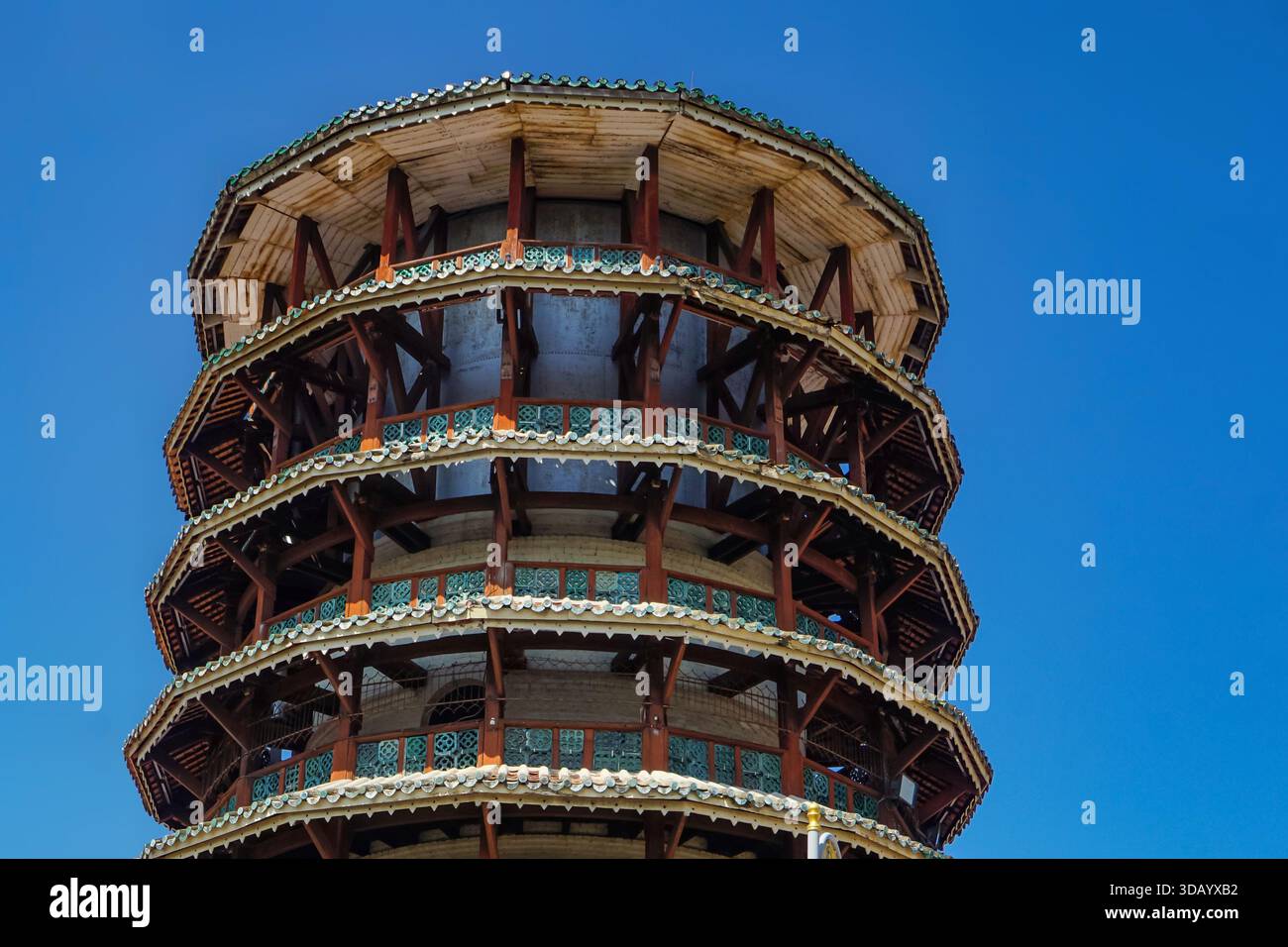 Close up of the top of Menara Condong Teluk Intan, a historic leaning ...