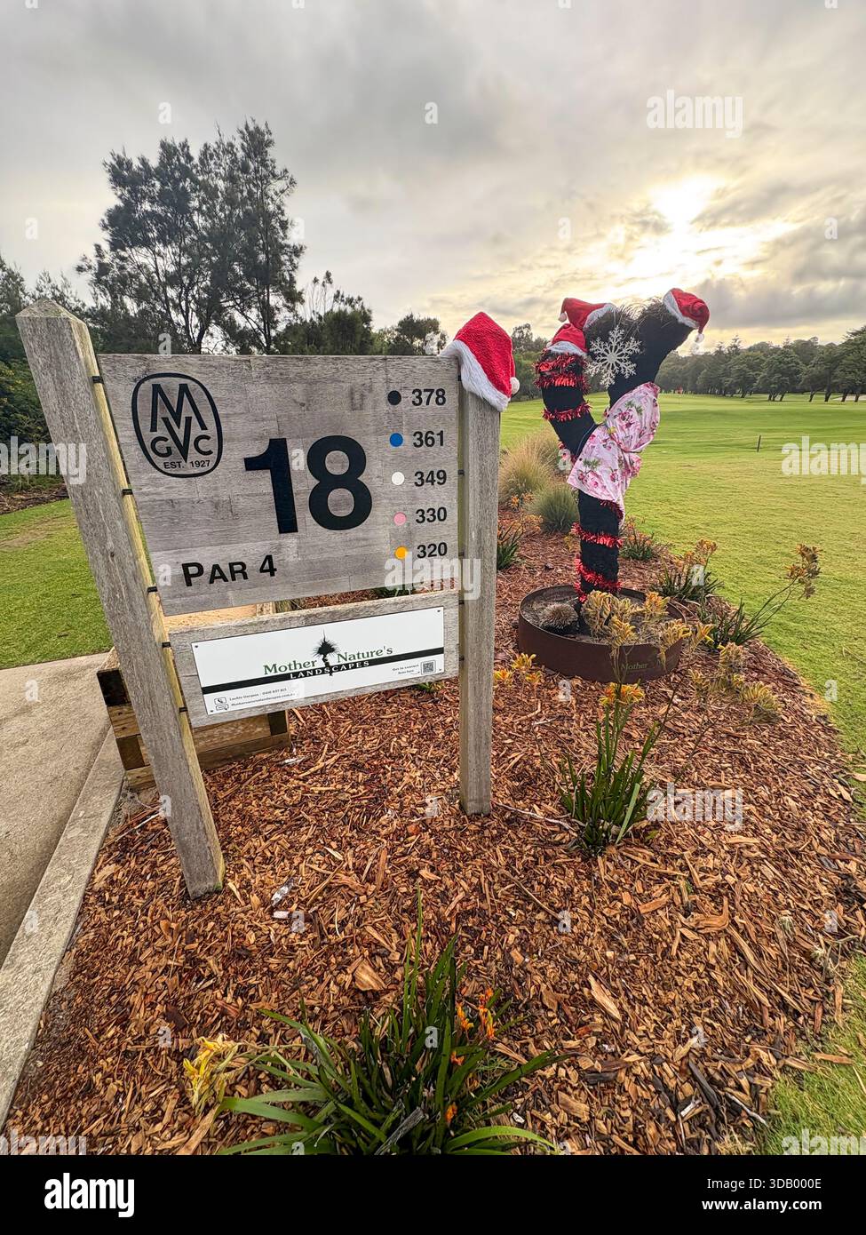 Australian golf course, christmas decorations on the 18th hole of Mona ...