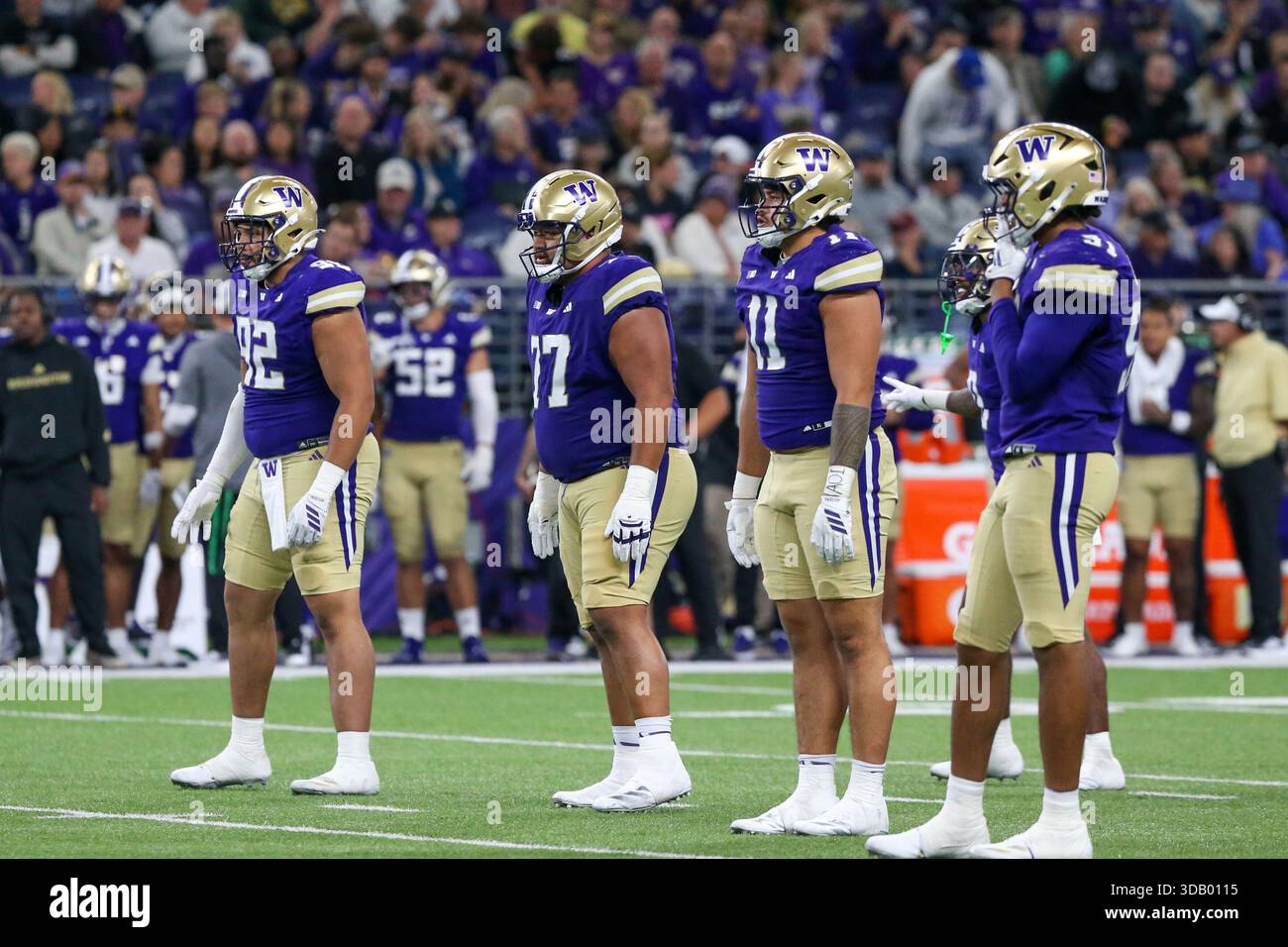 SEATTLE, WA - SEPTEMBER 06: Washington defensive line players during a ...
