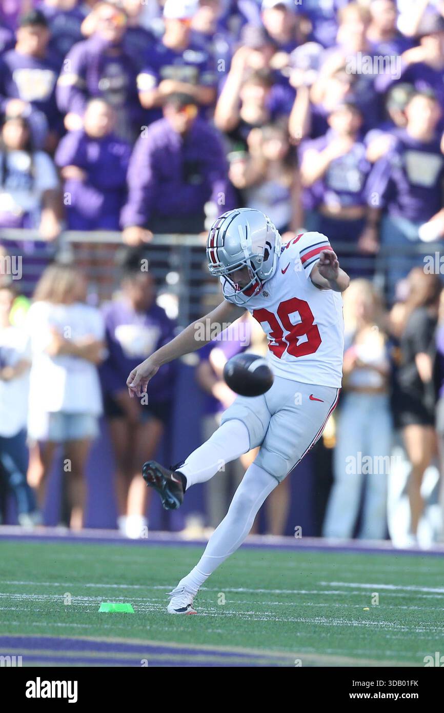 SEATTLE, WA - SEPTEMBER 27: Ohio State (K) #38 Jayden Fielding during a ...