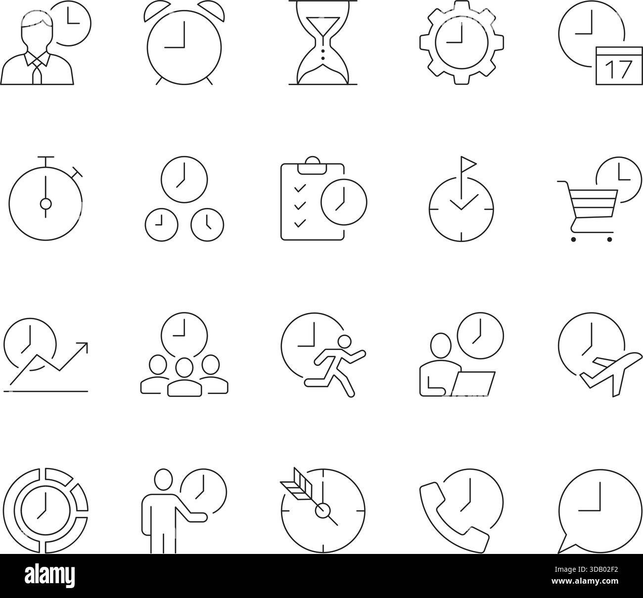 Task management outline icons Black and White Stock Photos & Images - Alamy