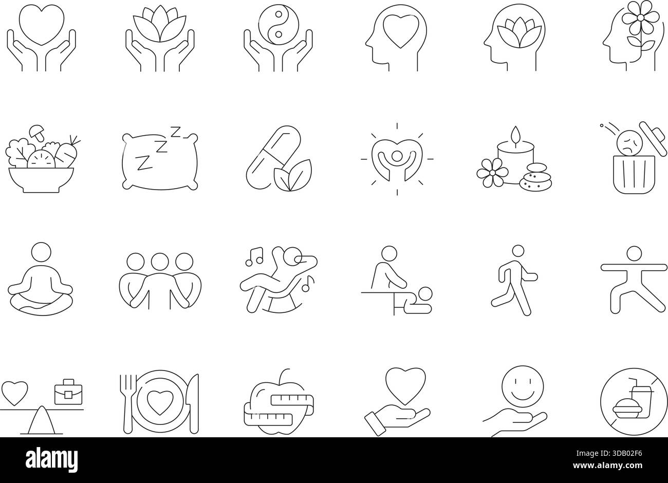 Wellness Line Icons Set. Collection of Outline Symbols for Health ...