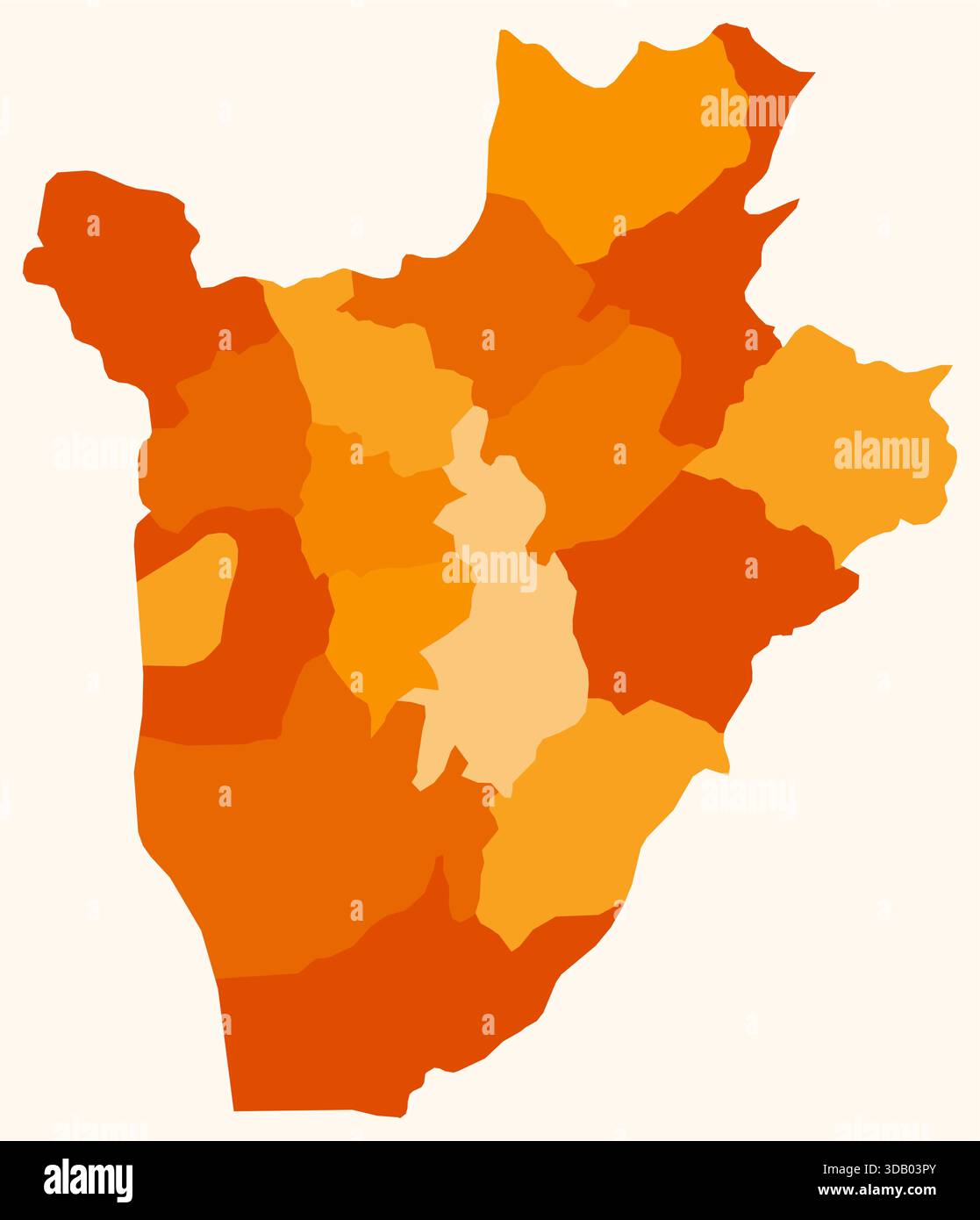 Map of Burundi with regions. Just a simple country border map with ...