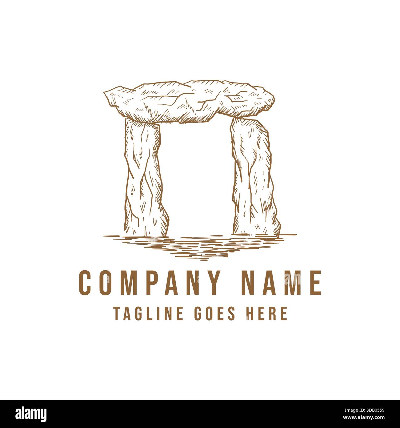 Hand Drawn Vintage Stonehenge Stone Arch Vector Illustration Logo Stock ...