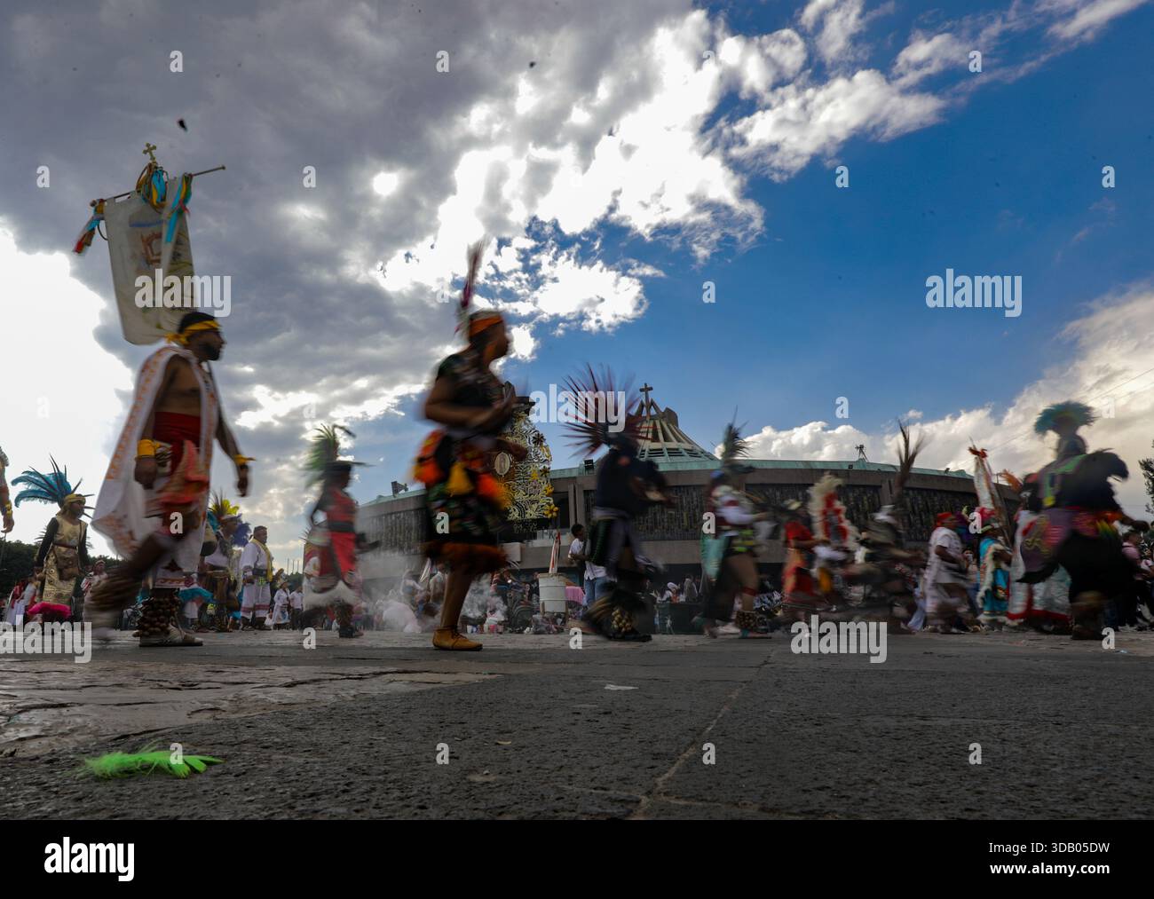 Faithfuls performing a pre-hispanic dance on the occasion of the ...