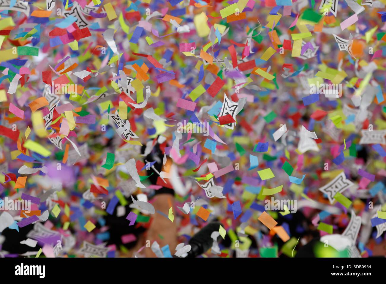 Falling confetti is seen during the trophy presentation after the NCAA ...