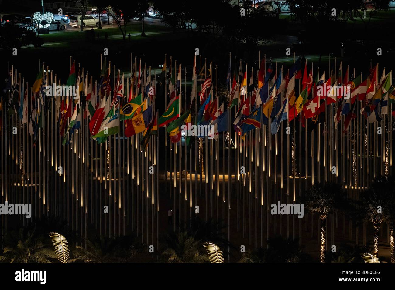 Doha, Qatar - The Flag Plaza, displays 119 flags from countries with ...