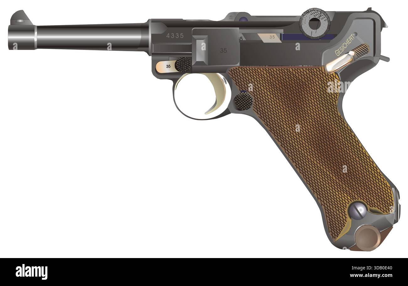 Luger P08 semi-automatic pistol, iconic German military sidearm ...