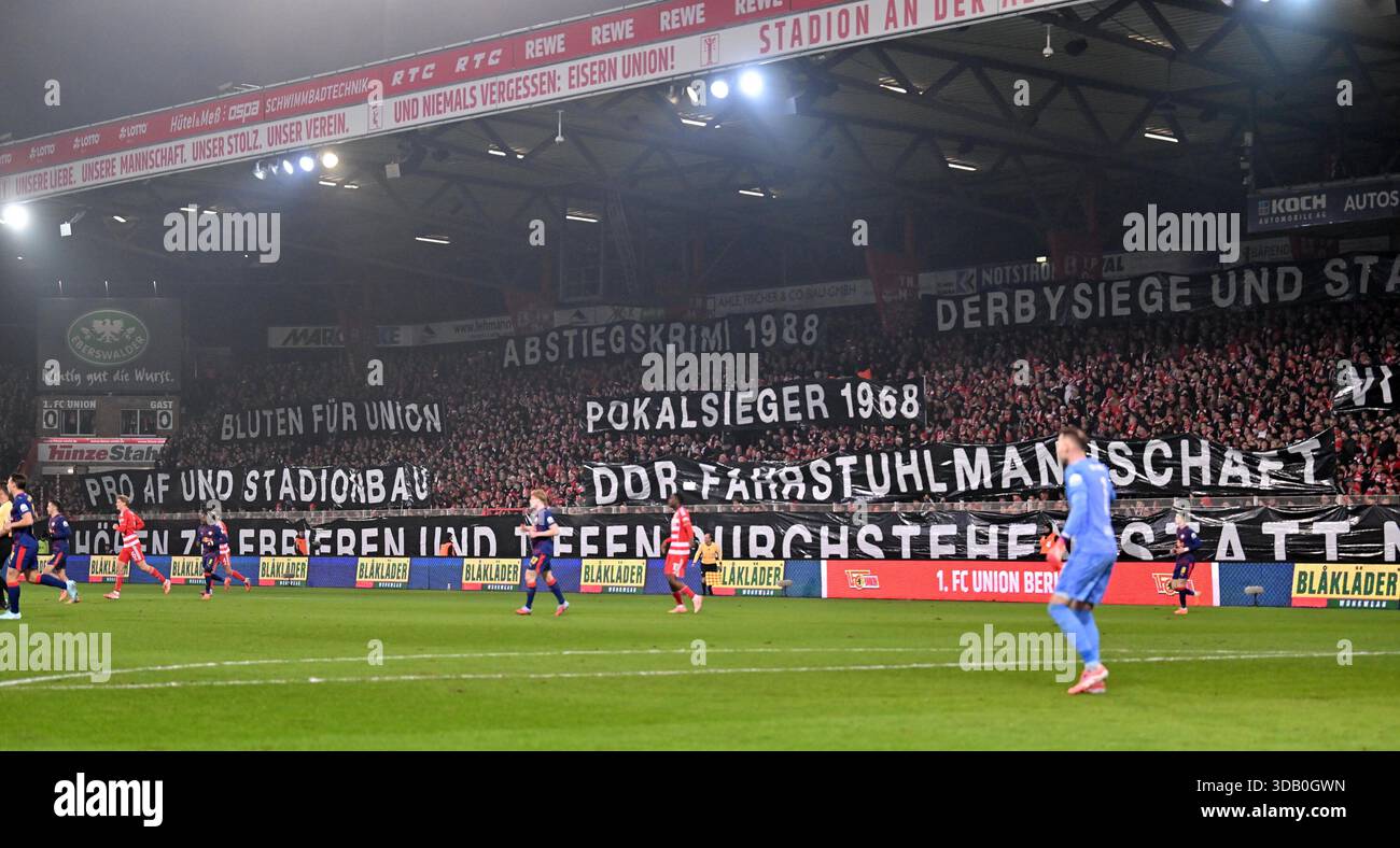 Fans supporters Union with banner Berlin, December 12, 2025, football ...