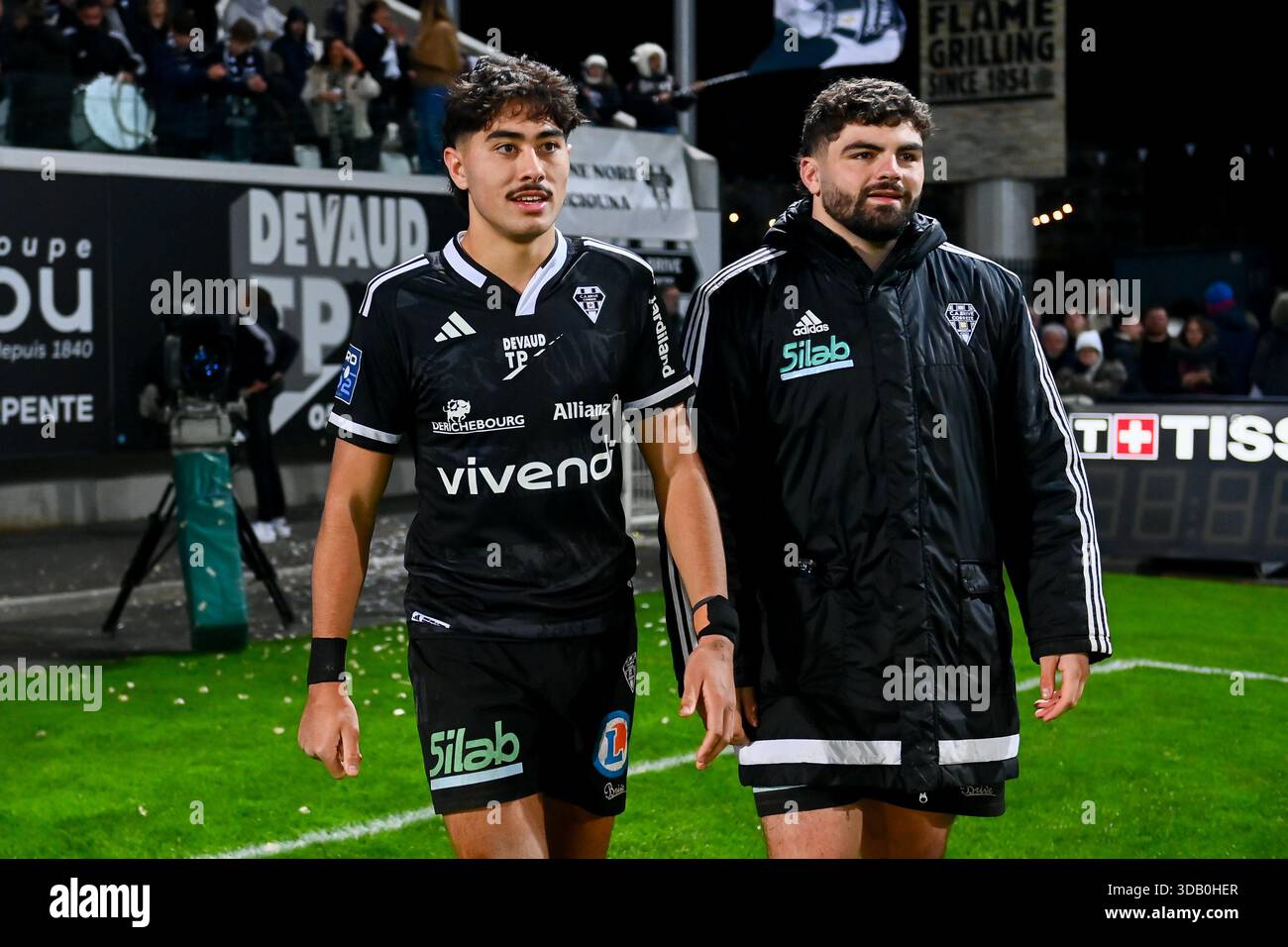 Benjamin Boudou of Brive and Luka Keletaona of Brive during the Pro D2 ...