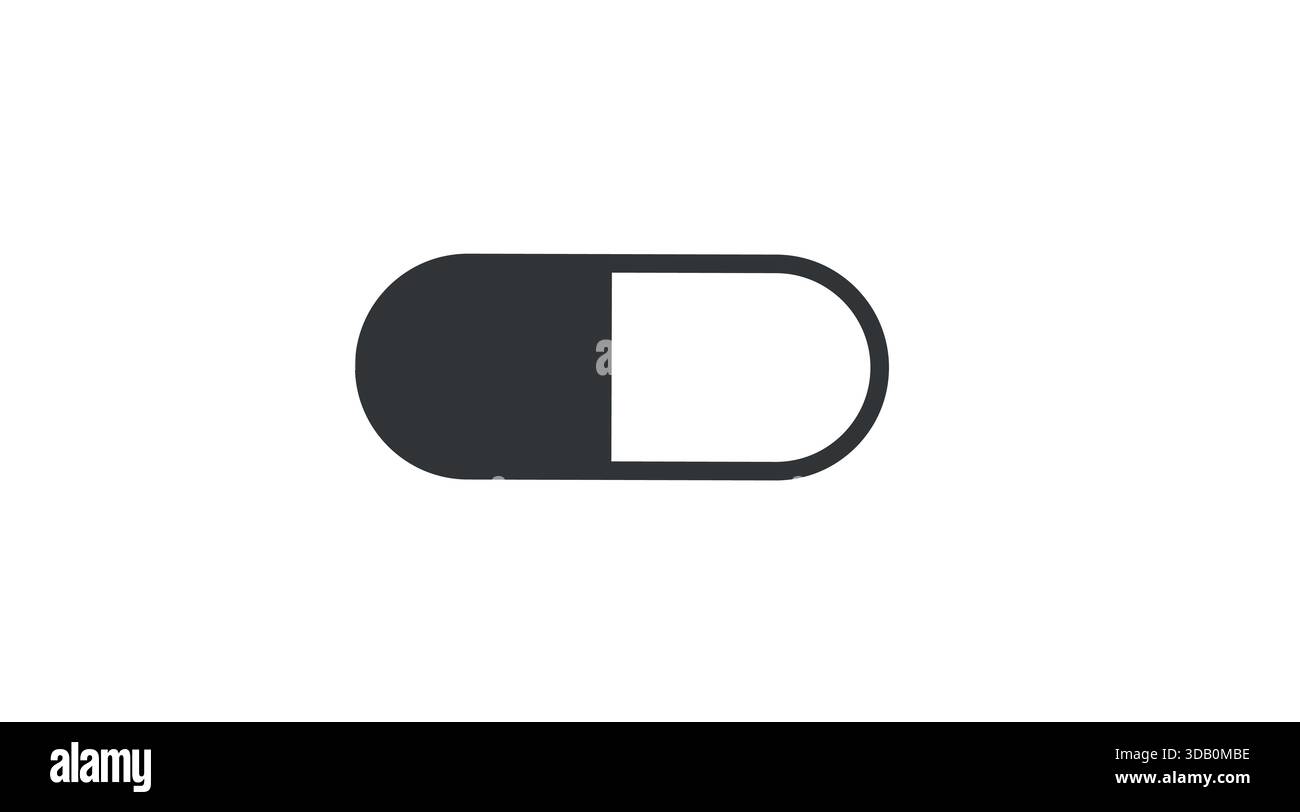 Black and White Capsule Pill Icon – Minimalist Medical Vector Stock ...