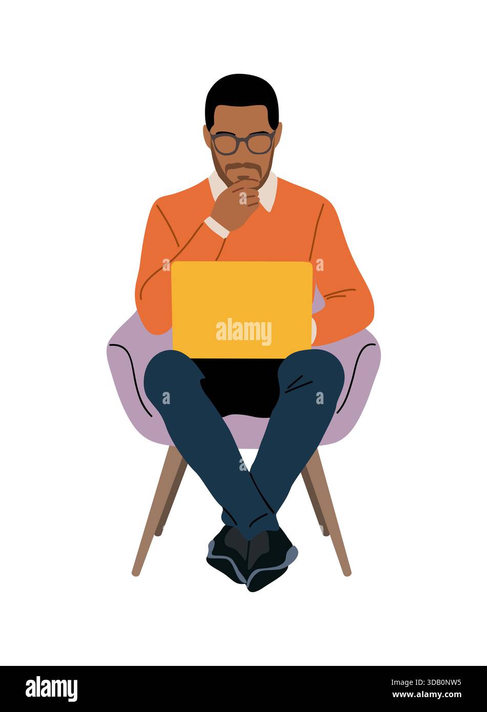 Man thinking laptop in Cut Out Stock Images & Pictures - Alamy