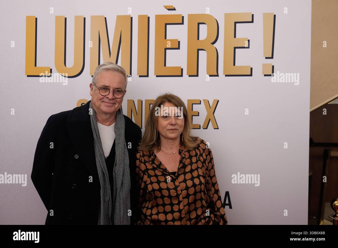 Emmanuel Courcol, left, and Irene Muscari arrive for the screening of ...