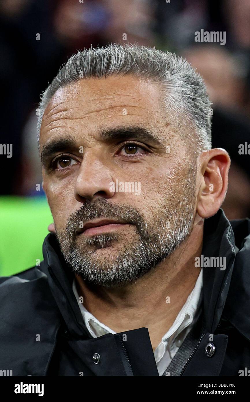 Coach Rui Borges of Sporting seen during warm-up before the UEFA ...
