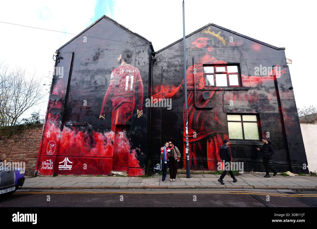 A mural of Liverpool's Mohamed Salah near the ground ahead of the ...