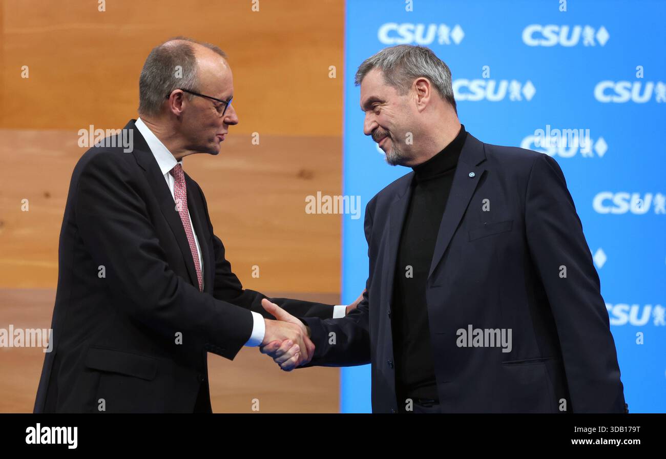 Federal Chancellor Friedrich Merz (CDU), left, and Markus Soeder, CSU ...