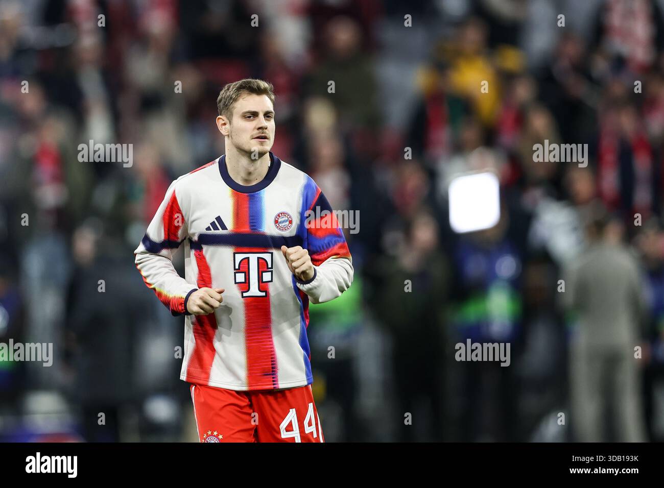 Josip Stanisic of Bayern Munich seen during warm-up before the UEFA ...