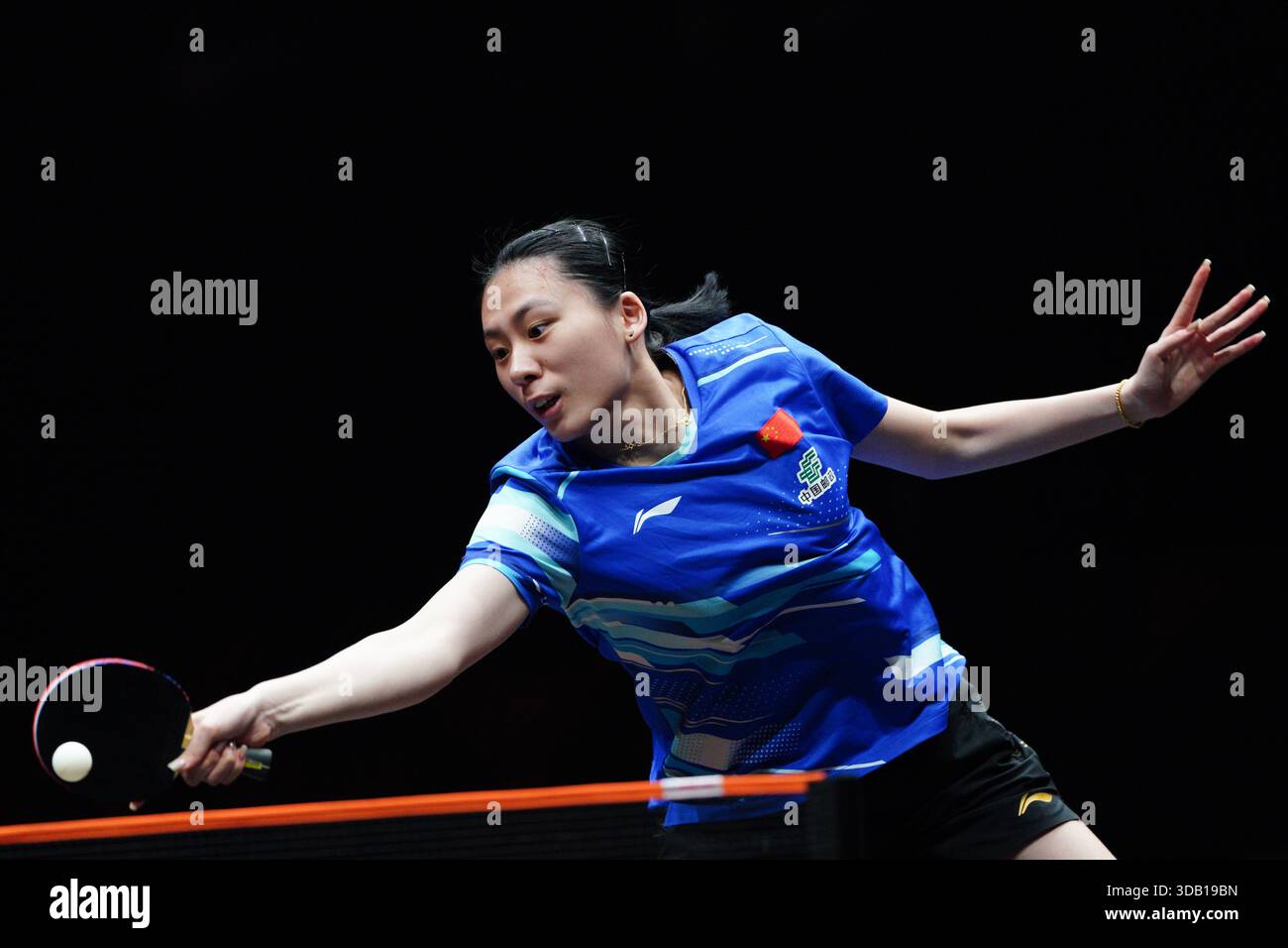 Chen Yi, a Chinese table tennis player during a game at the WTT finals ...