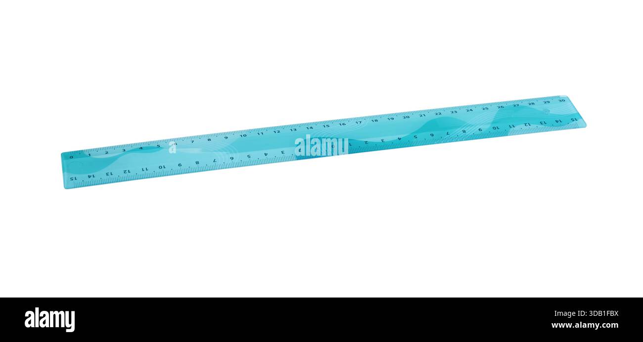 New blue plastic measuring ruler isolated on white Stock Photo - Alamy