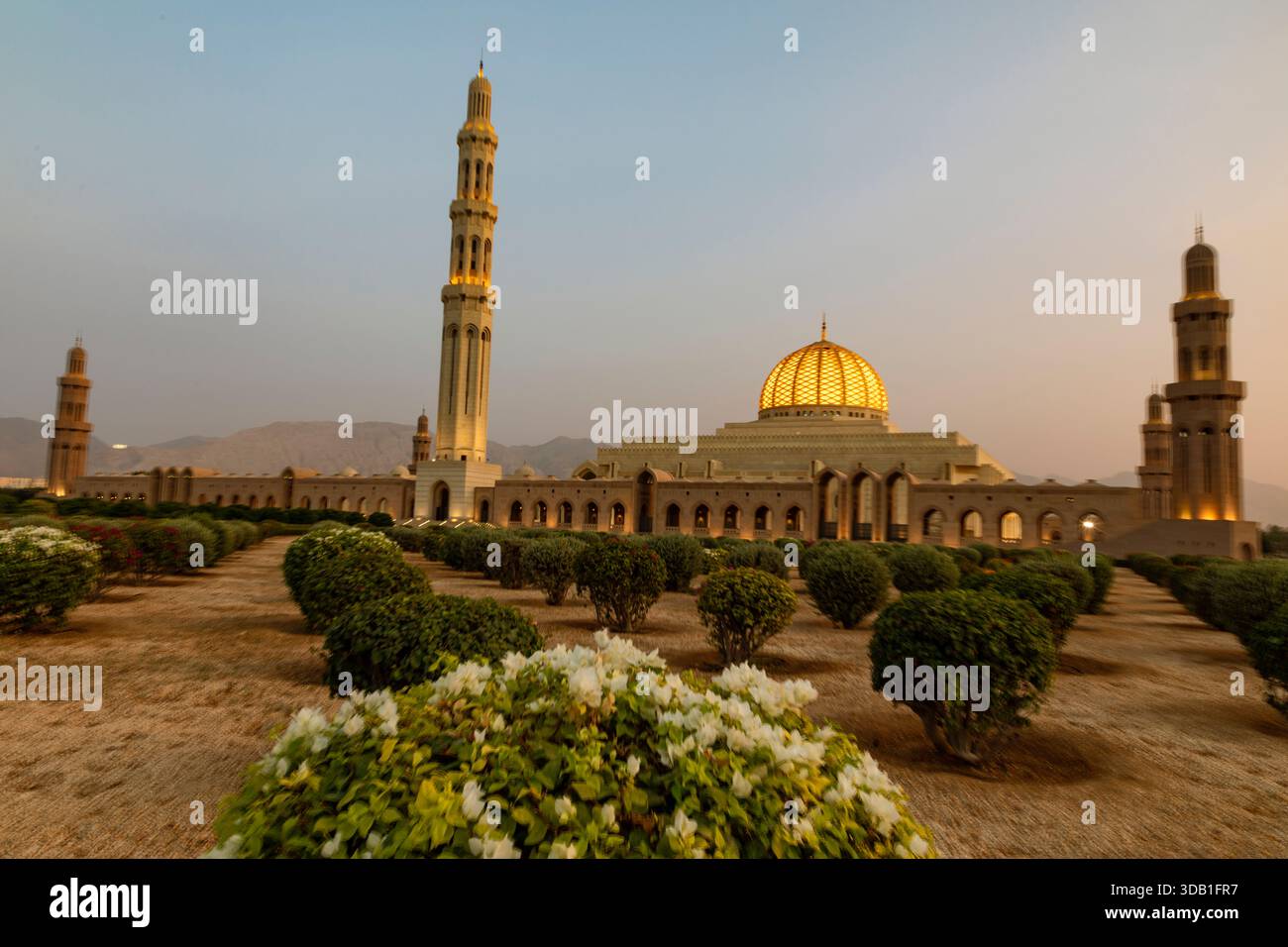 Beautiful view of Sultan Qaboos Grand Mosque in Muscat, one of Oman’s ...