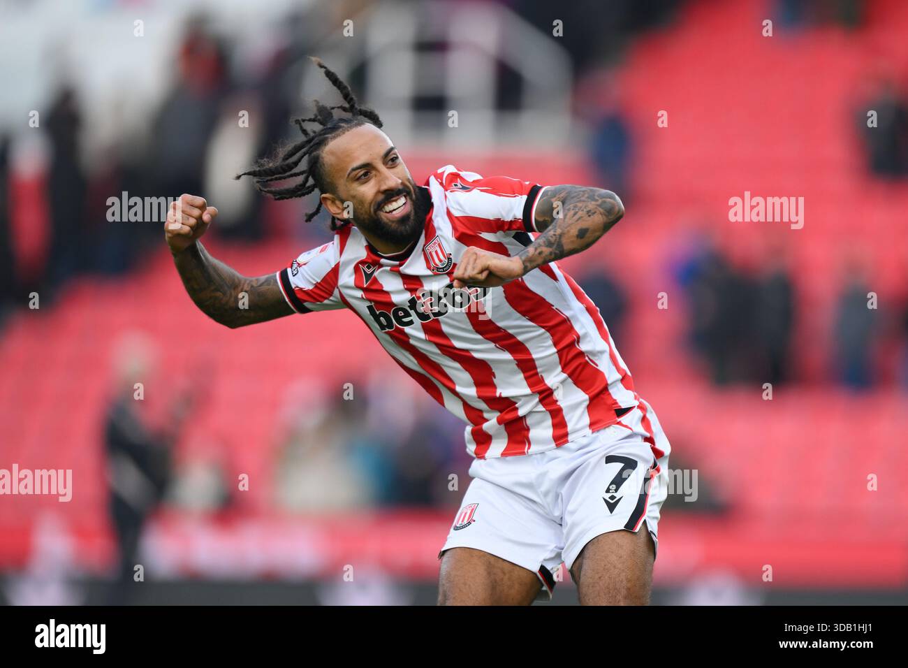 Sorba Thomas of Stoke City celebrates victory during the Sky Bet ...