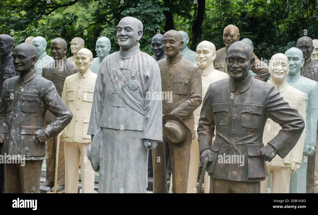 Close-up of varied Chiang Kai-shek statues, showing the differing ...