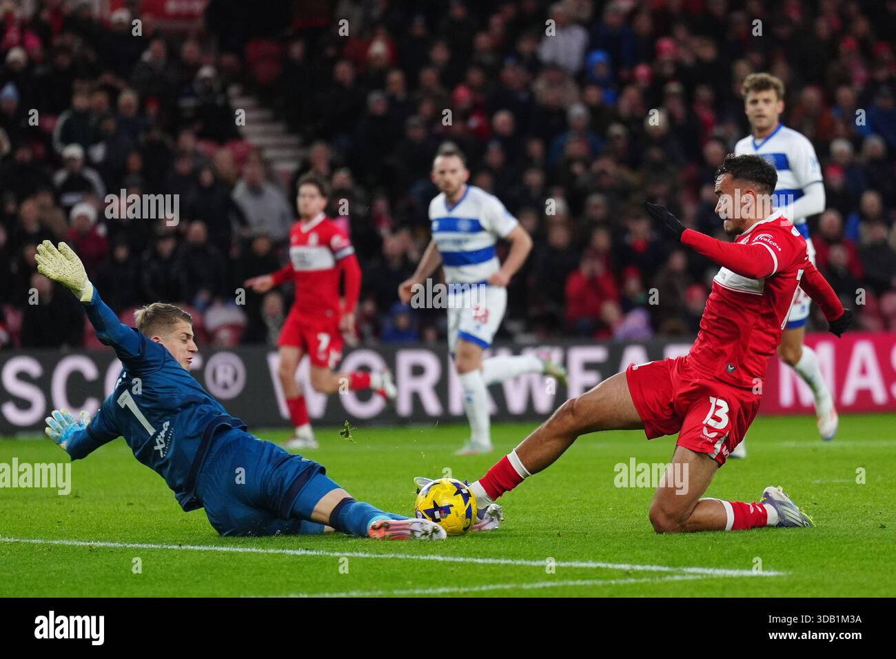 Middlesbrough's David Strelec (right) and Queens Park Rangers ...