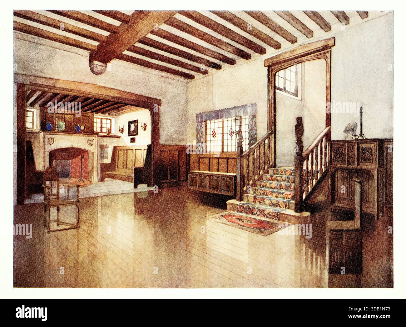 English Pre-War Architecture, design for a country house Hall, by R H ...